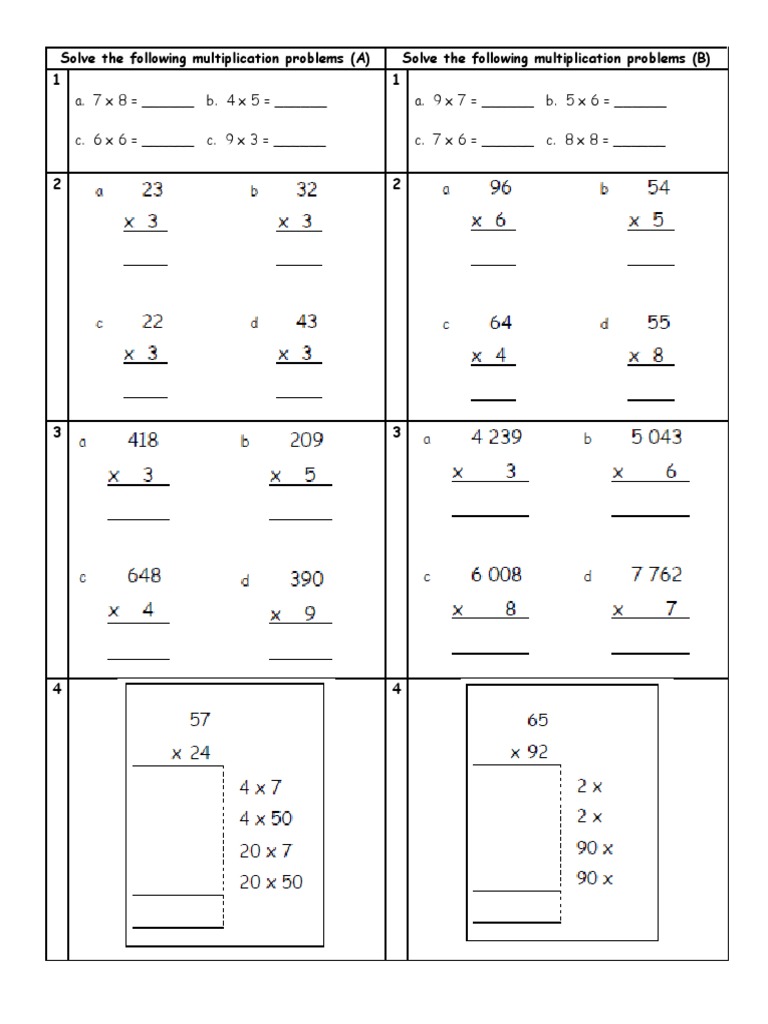 Multiplication Practice Problems | PDF