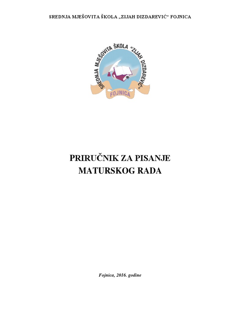 Priručnik Za Pisanje Maturskog Rada (SMŠ Zijah Dizdarević Fojnica) | PDF
