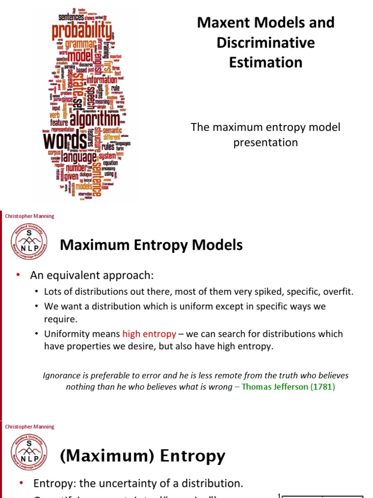 Maxent Models and Discriminative Estimation: The Maximum Entropy Model Presentation | PDF ...