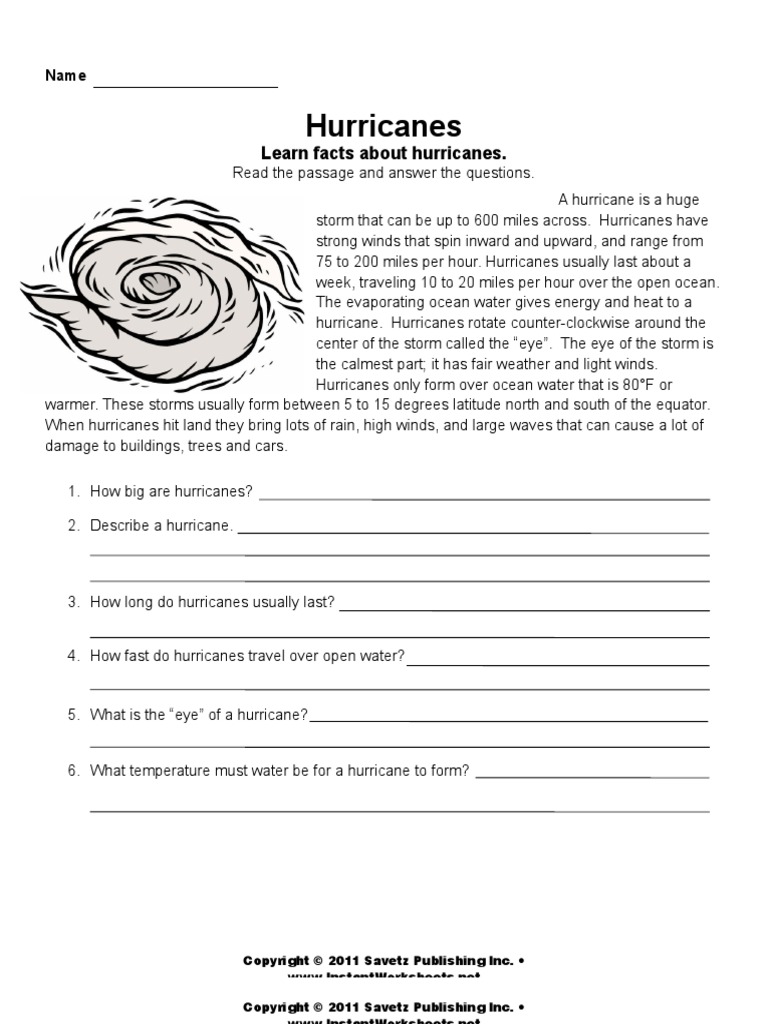 Hurricane Comprehension | PDF