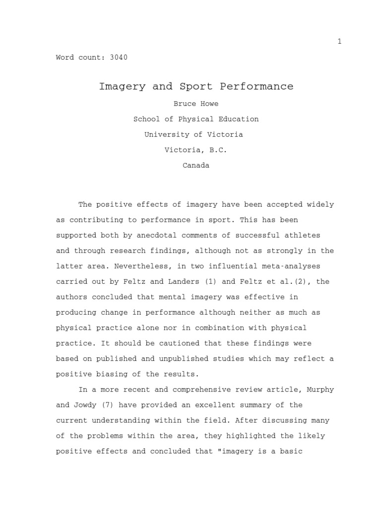 Imagery and Sport Performance | PDF | Mental Image | Perception