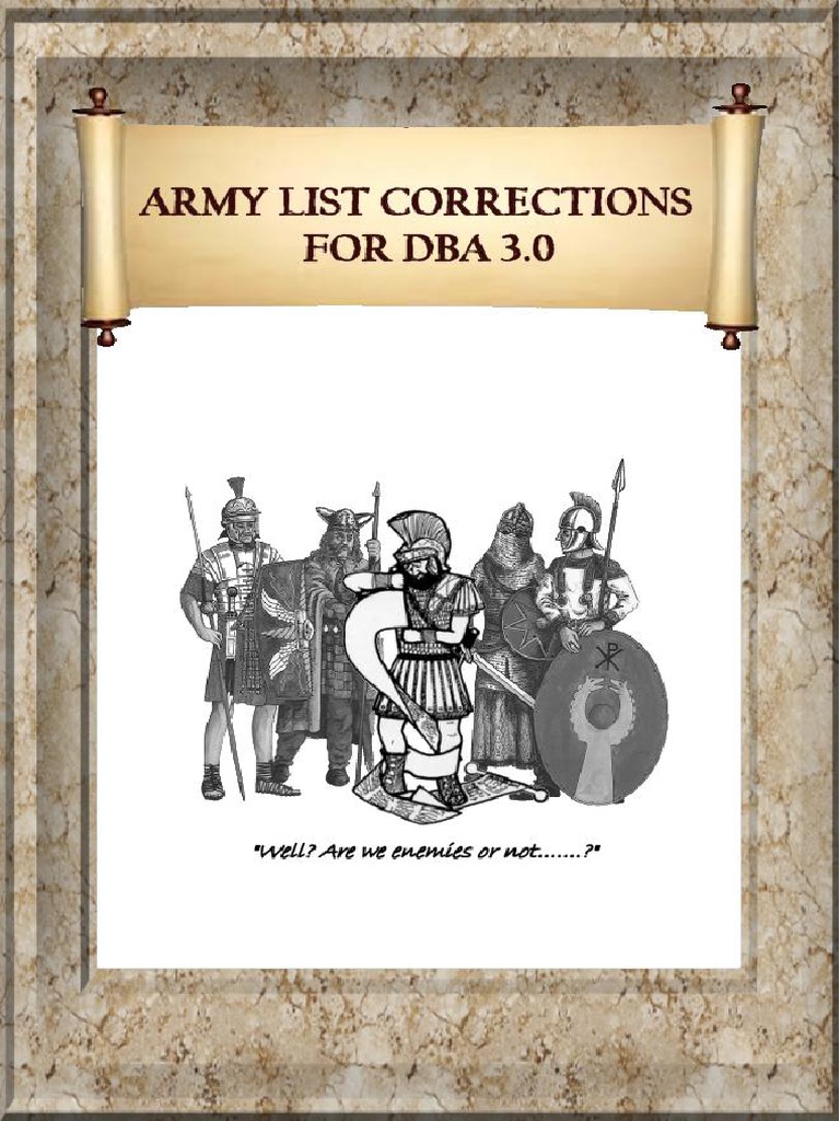 DBA 3.0 Army List Corrections Guide | PDF | 1st Millennium Bc | Ancient ...