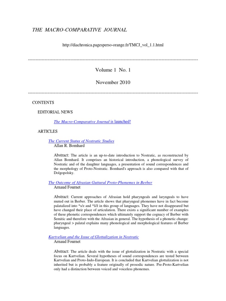 The Macro Comparative Journal Vol 1.1 | PDF | Oral Communication ...