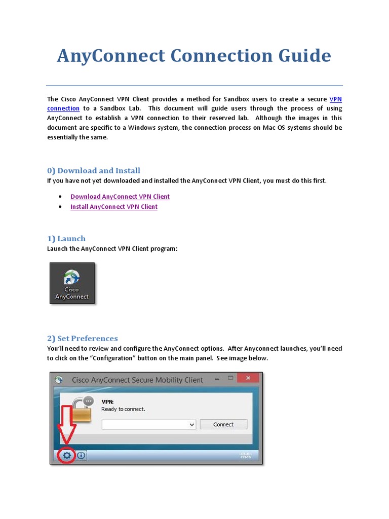 AnyConnect Connection Guide | PDF | Virtual Private Network | Computer ...