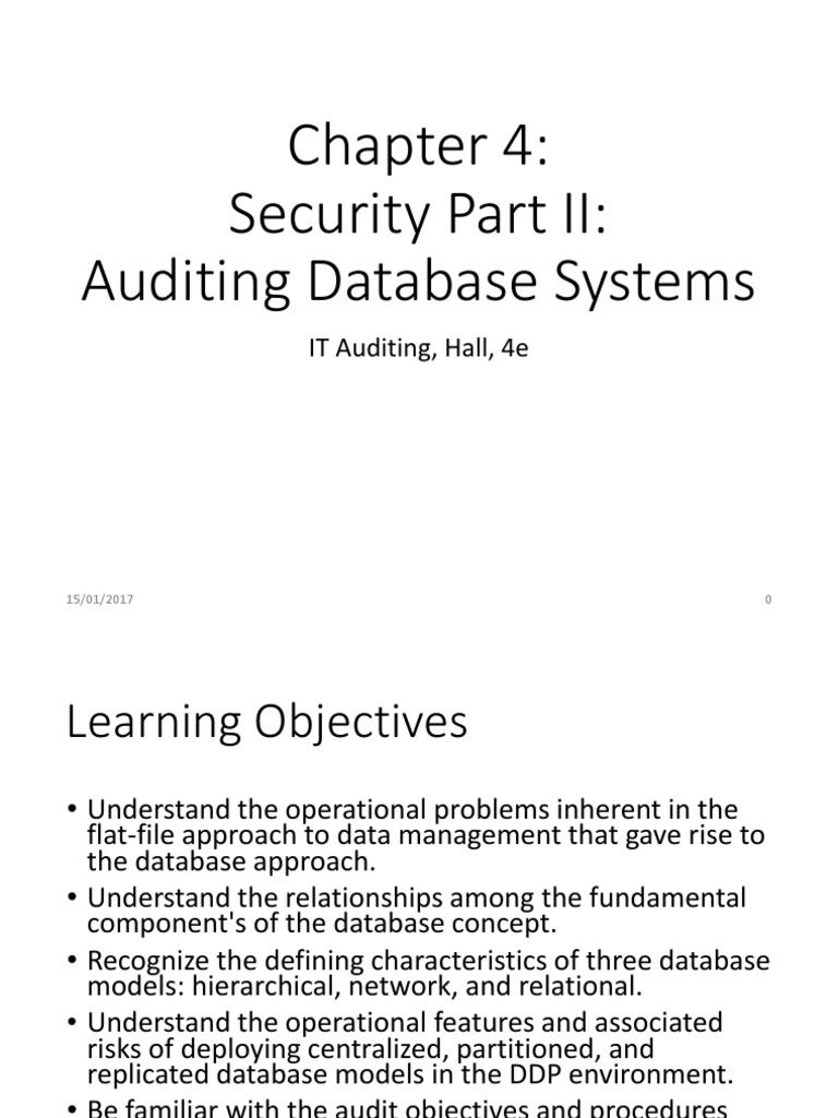 Security Part II: Auditing Database Systems: IT Auditing, Hall, 4e | PDF | Database Transaction ...