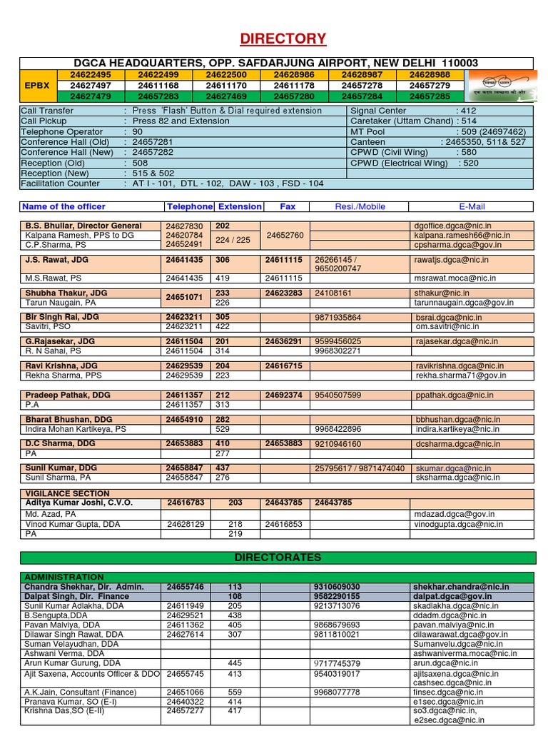Dgca Directory 2019 | PDF