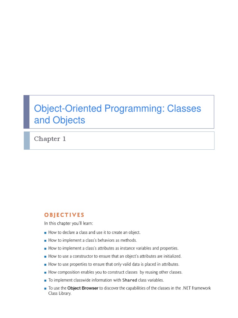 Object Oriented Programming Classes And Objects Pdf Constructor