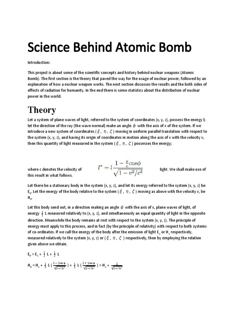Science Behind Atomic Bomb | PDF | Nuclear Fission | Nuclear Power Plant