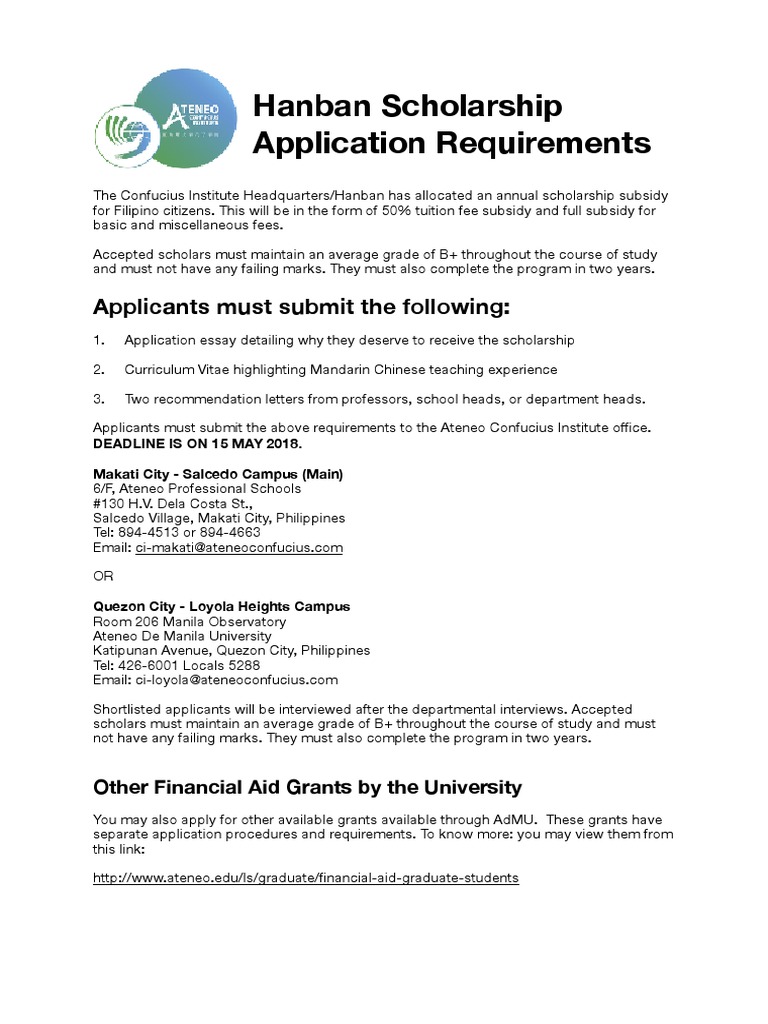 Hanban Scholarship Application Requirements: Applicants Must Submit The ...