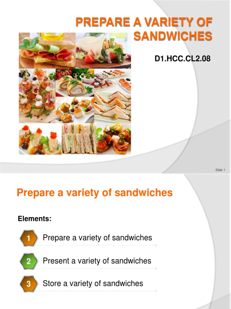 Prepare a variety of Sandwiches PowerPoint | Sandwich | Shelf Life