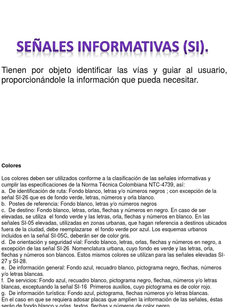 Señales Viales en Colombia: Guía NTC-4739 | PDF | Intersección (carretera) | Semáforo