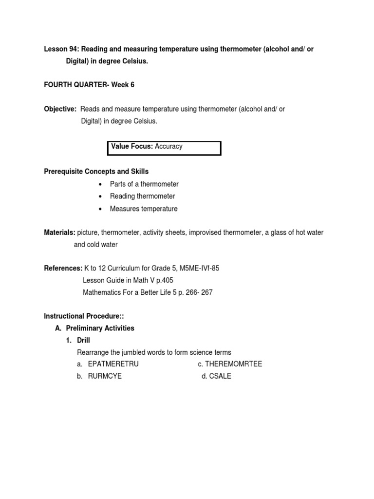 Measuring and Interpreting Temperature Using Thermometers: A Lesson on ...