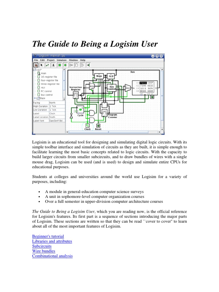 The Guide To Being A Logisim User | PDF | Subroutine | Menu (Computing)