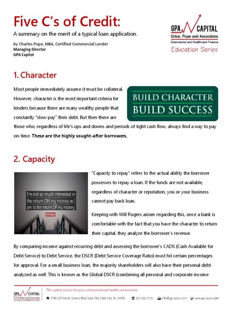5 Cs of Credit | PDF | Loans | Debt