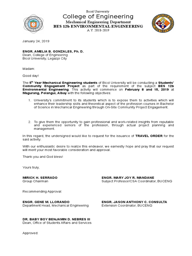 Travel Order Letter | PDF | Academia | Science