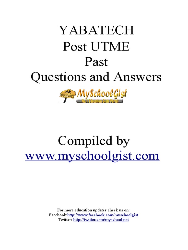 Yabatech Post Utme Past Questions and Answers | PDF | Nitrogen ...