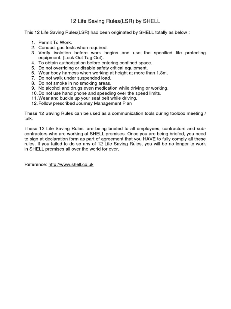 12 Life Saving Rules | PDF