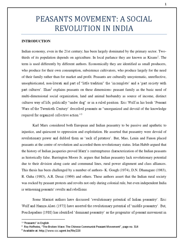 Peasants Movement A Social Revolution | PDF | Peasant | Social Movements