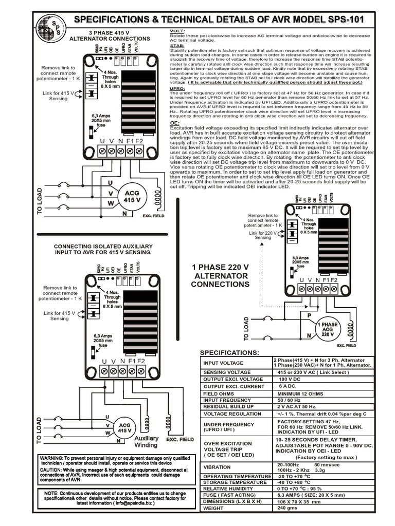 AVR sps-101 | PDF | Voltage | Alternating Current
