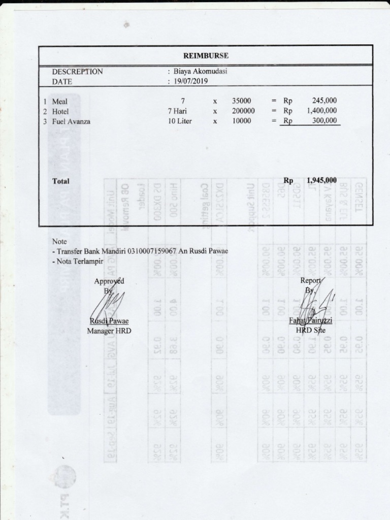 7X Th:Ari Liter: Descttpt10N Date Reimburse | PDF