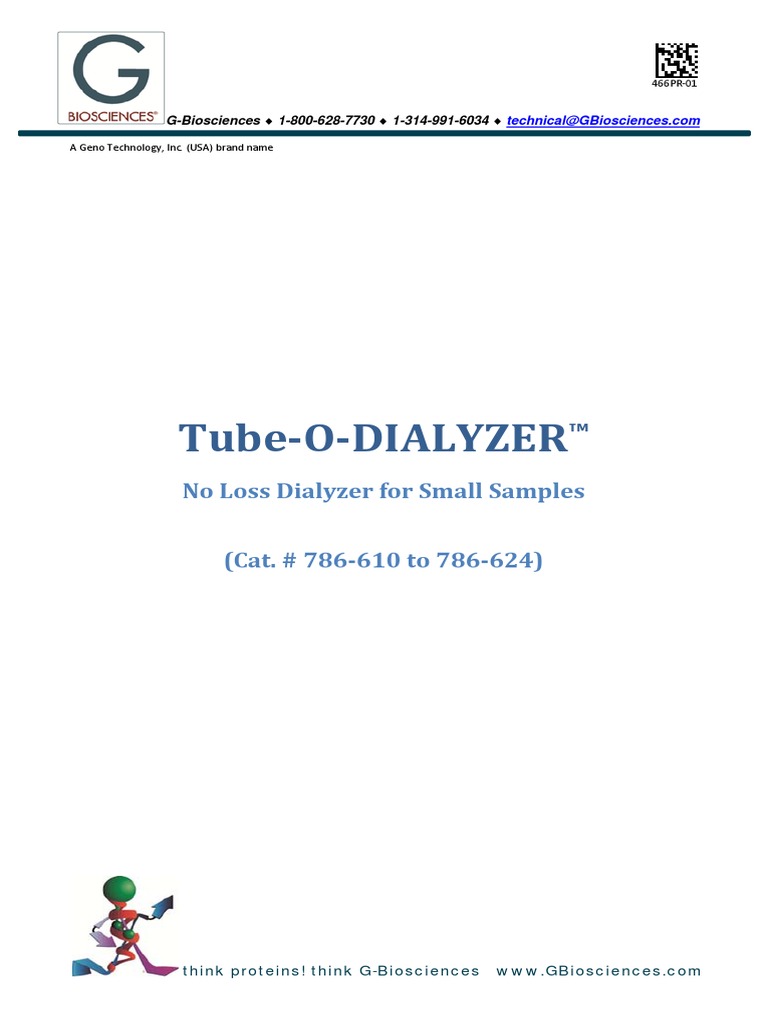 Tube O DIALYZER: No Loss Dialyzer For Small Samples (Cat. # 786 610 To ...