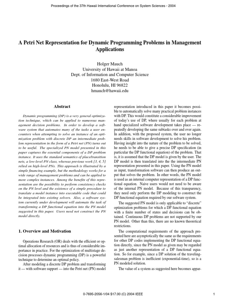Petrinet and Dynamic Programming | PDF | Mathematical Optimization | Dynamic Programming