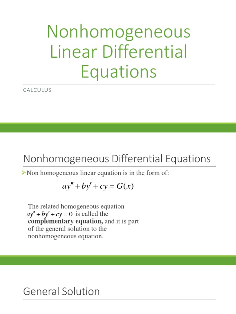 Nonhomogeneous Linear Differential Equations: Calculus | PDF