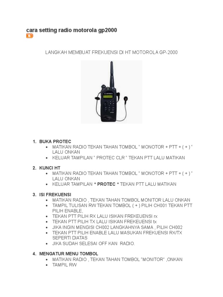 Cara Setting Radio Motorola Gp2000 | PDF