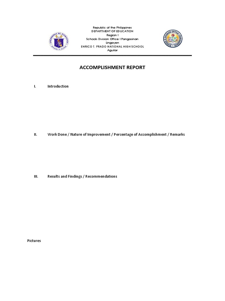 Accomplishment Report: Enrico T. Prado National High School | PDF