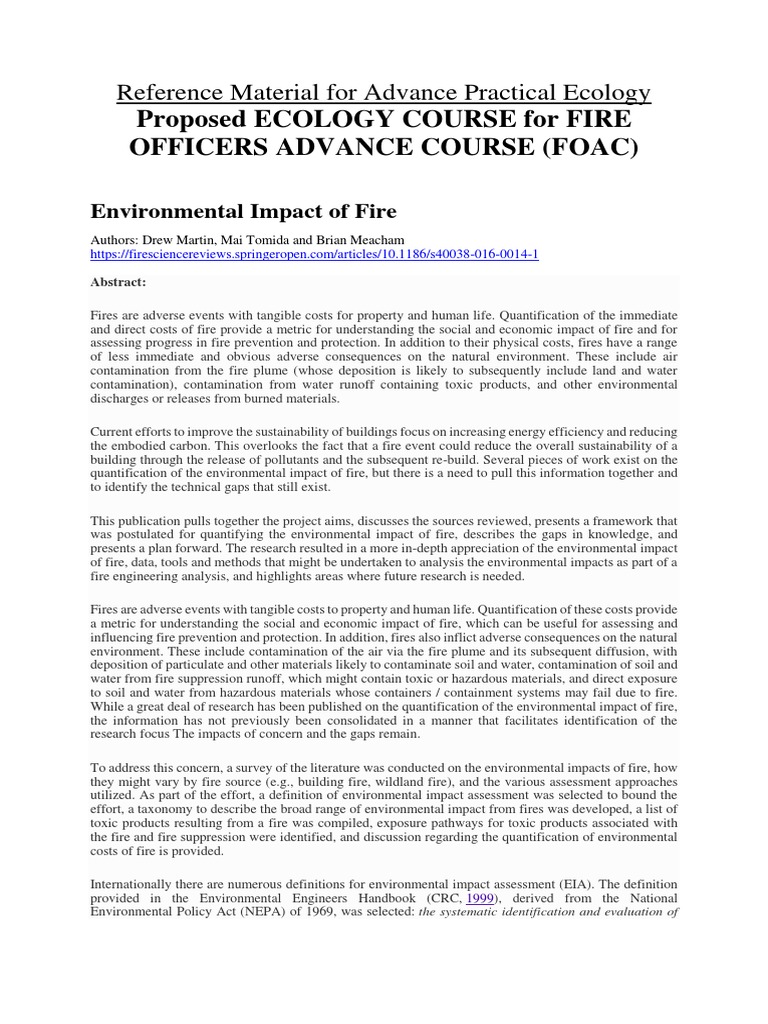 Environmental Impact of Fire | PDF | Wildfire | Life Cycle Assessment