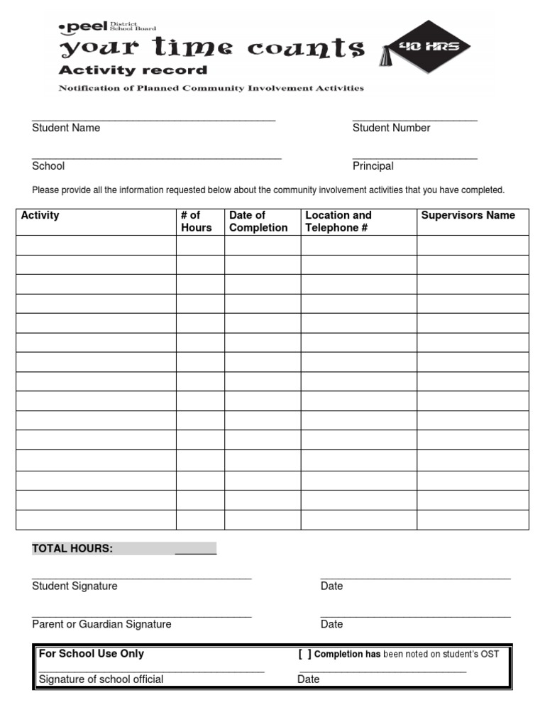Community Hrs Form | PDF