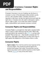 Introduction To Consumer Awareness | PDF | Sales | Questionnaire