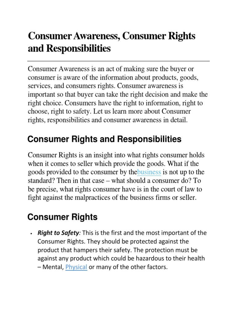 Consumer Awareness | PDF | Consumer Protection | Sampling (Statistics)