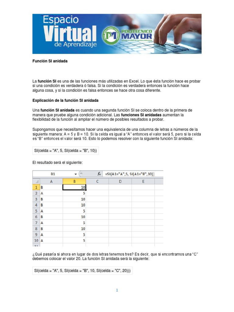 Funciones Condicionales Anidadas | PDF | Función (Matemáticas) | Microsoft Excel