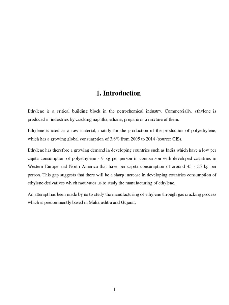 B.E Project Report - 2018 Manufacture of Ethylene From Ethane and ...