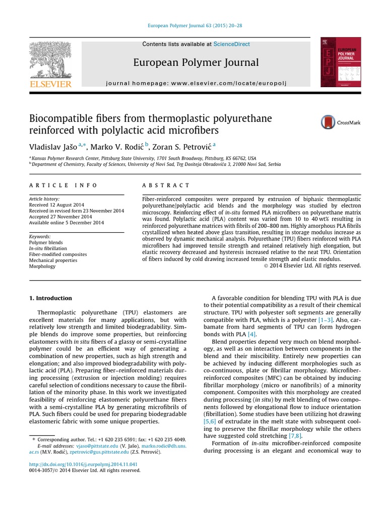 Biocompatible Fibers From Thermoplastic Polyurethane Reinforced With ...