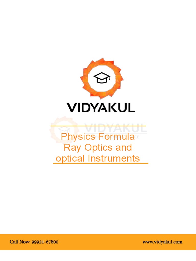 Physics Formula Ray Optics and Optical Instruments | PDF | Lens (Optics) | Angular Resolution