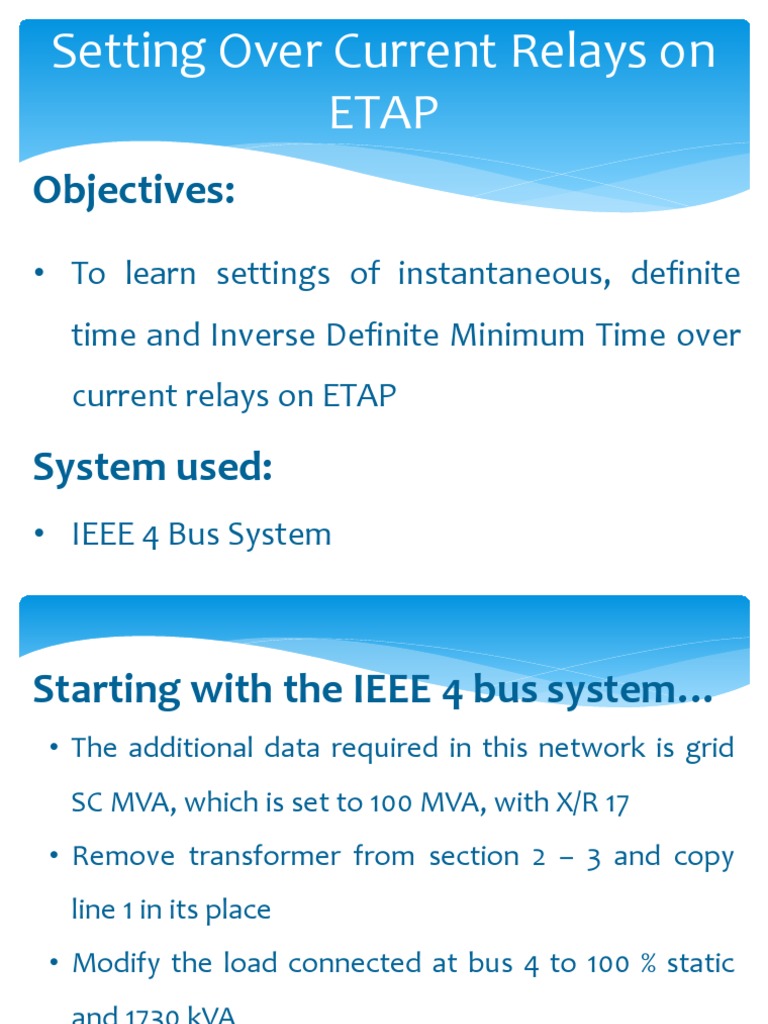 Setting Over Current Relays On ETAP | PDF | Relay | Transformer