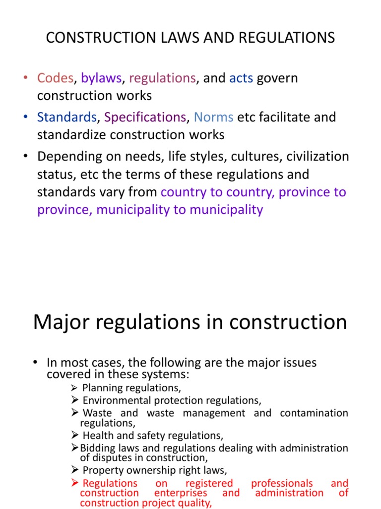 Construction Laws and Regulations | PDF | Safety | Building Code