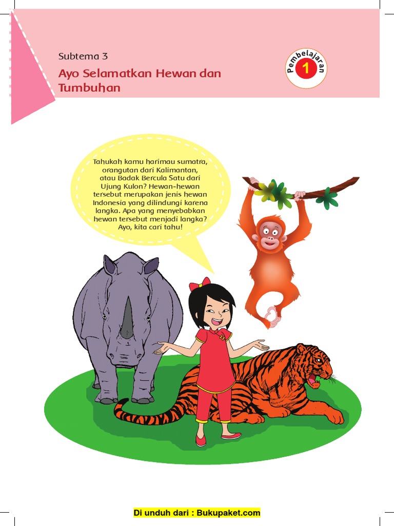 Subtema 3 Ayo Selamatkan Hewan Dan Tumbuhan | PDF | Kajian Bahasa Asing