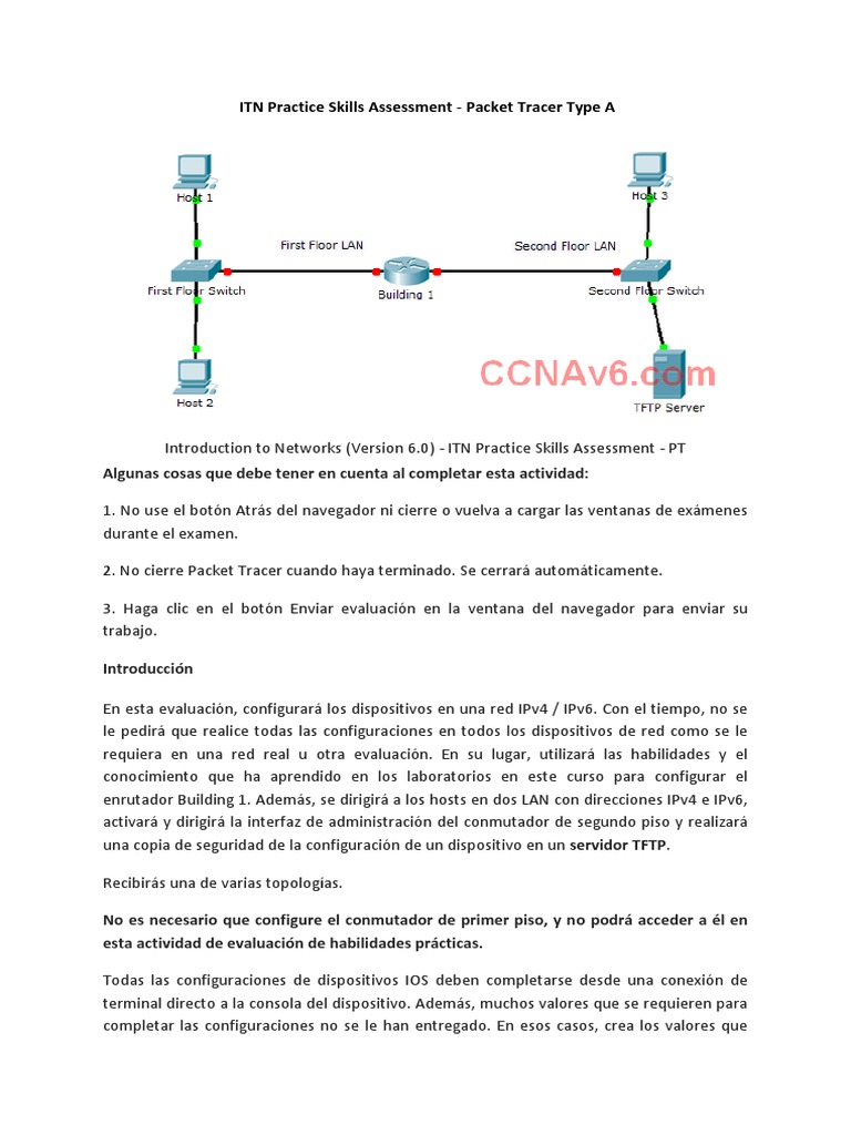 CCNA 1 v6 0 Practica de Practica ITN Paquete de Evaluacion de Tracer Tracer Respuestas | PDF ...