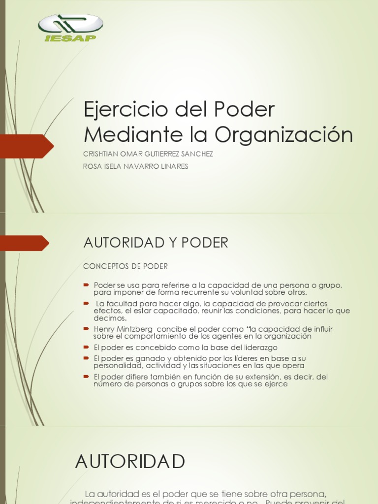 Ejercicio Del Poder Mediante La Organización | PDF | Poder (social y ...