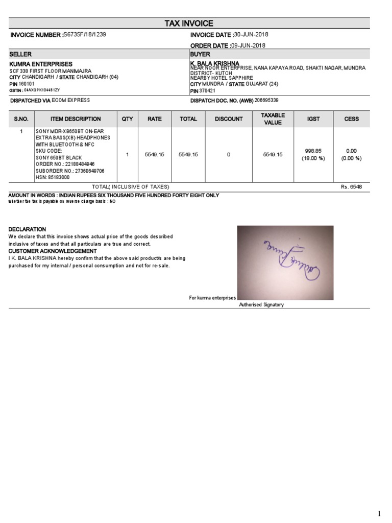 Sony Xb650bt | PDF | Invoice | Microeconomics