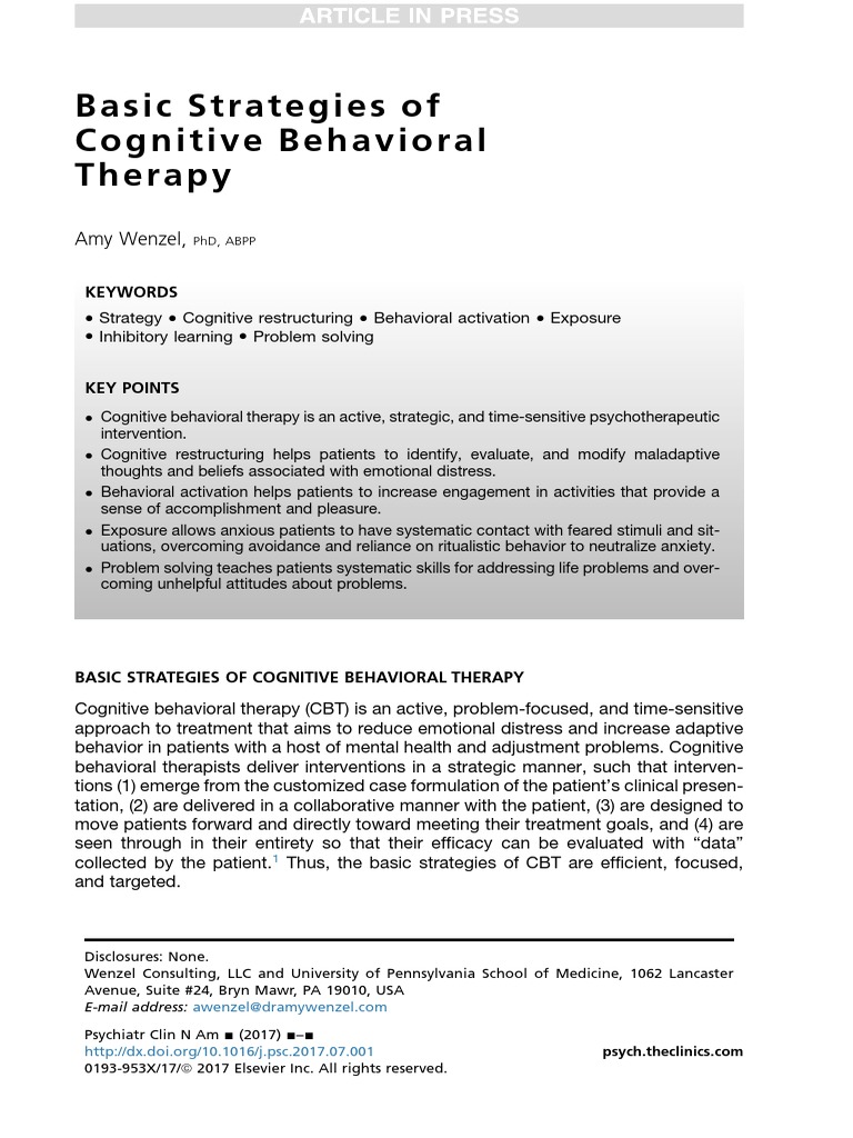 Key CBT Strategies for Effective Therapy | PDF | Cognitive Behavioral ...