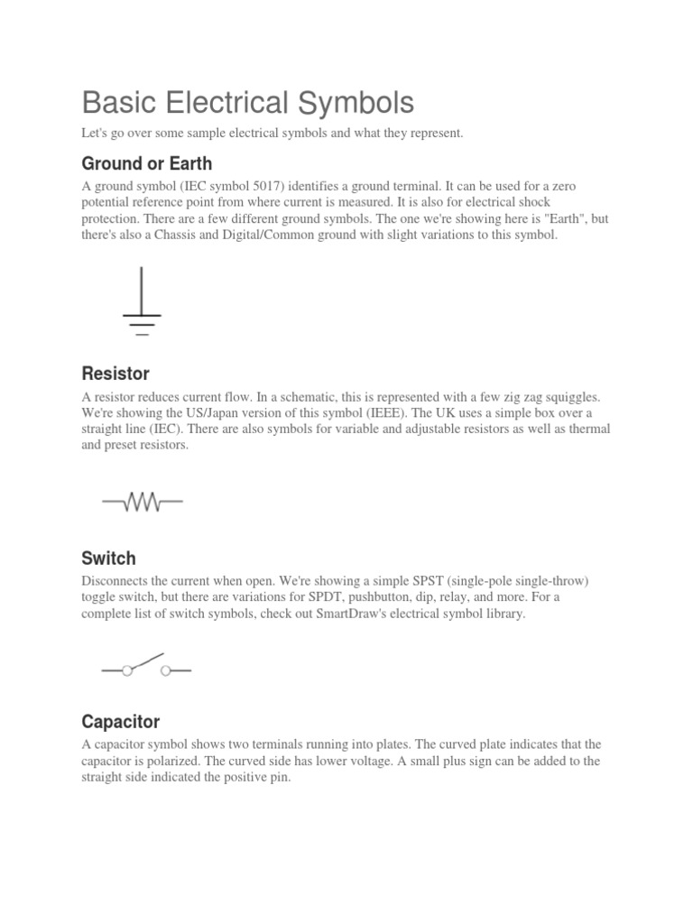 Ieee Basic Electrical Symbols
