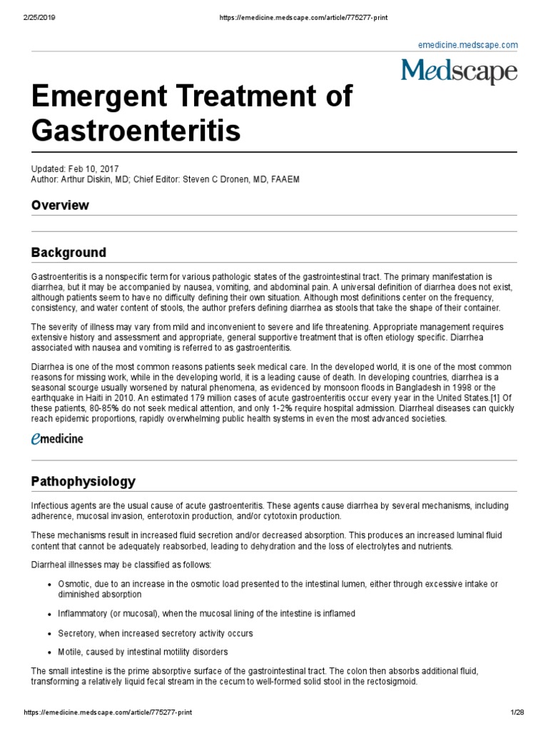 Emergent Treatment of Gastroenteritis | PDF | Diarrhea | Infection