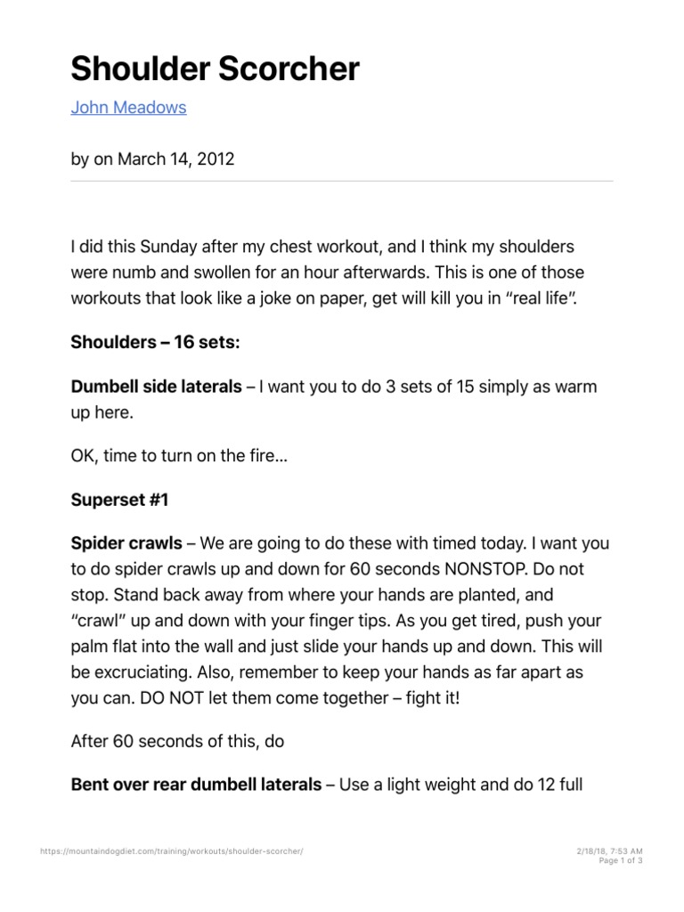 Shoulder Scorcher - Mountain Dog Diet | PDF | Sports