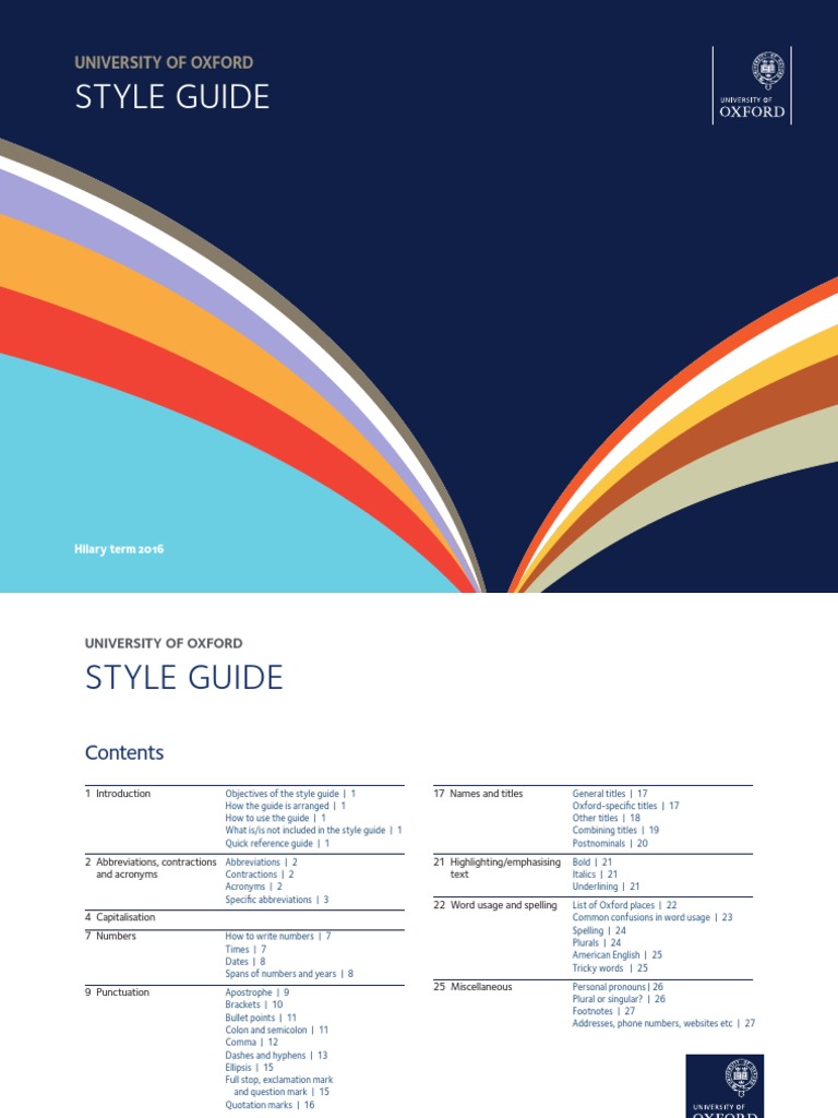 Oxford University Style Guide 2016 | PDF | Acronym | University