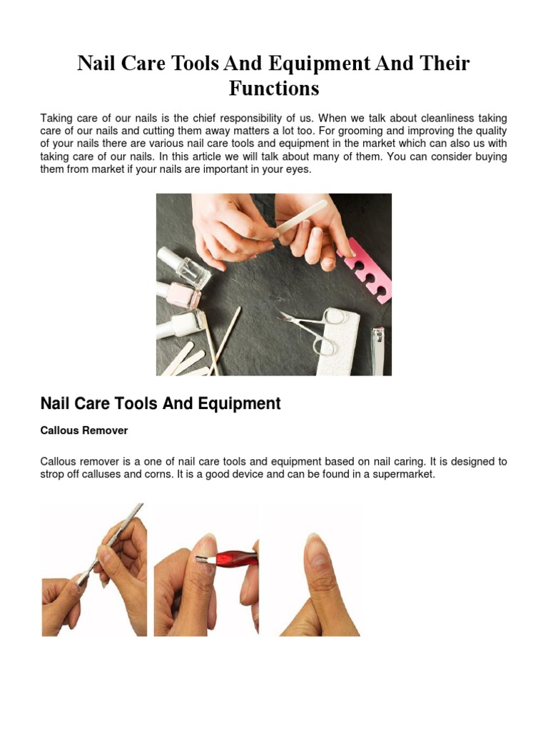 Nail Care Tools and Equipment and Their Functions | PDF | Scissors ...
