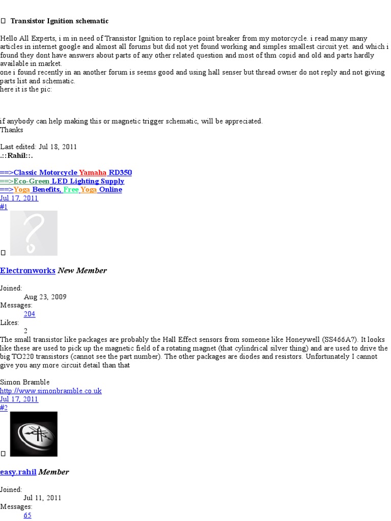 Transistor Ignition Schematic | PDF | Ignition System | Electrical ...